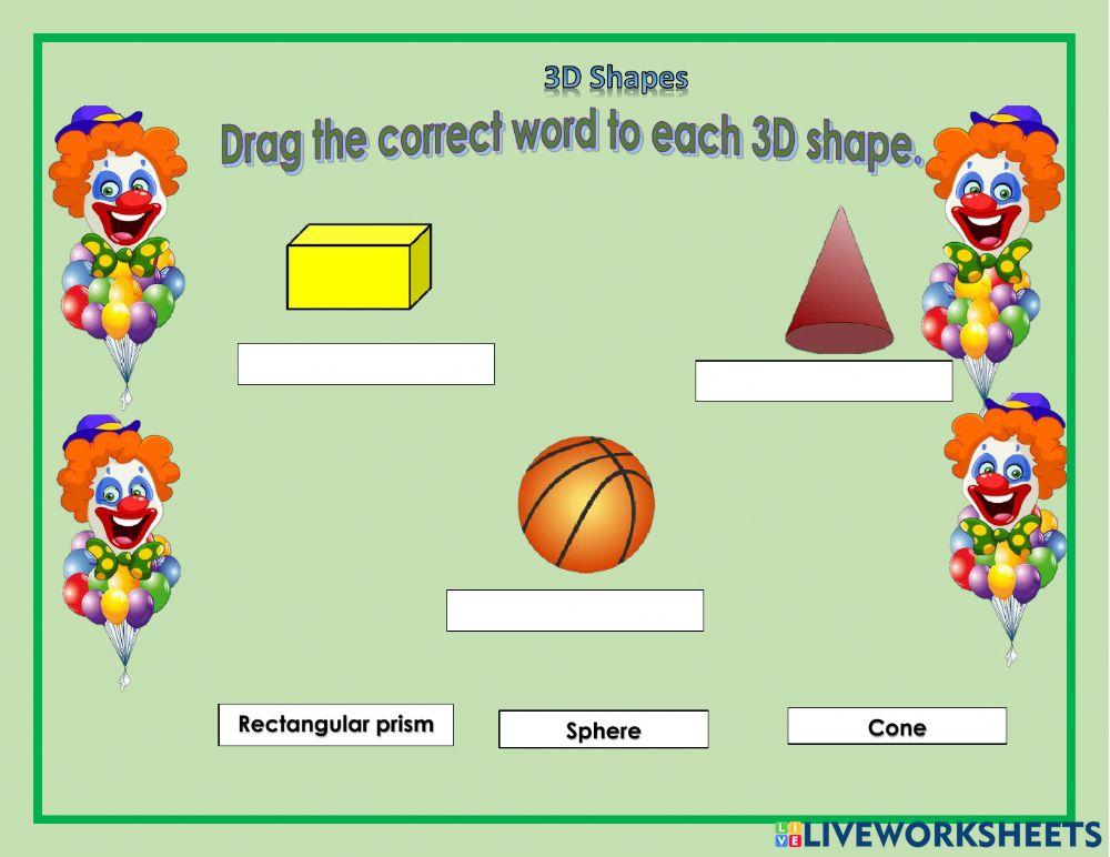 3D shapes online pdf worksheet | Live Worksheets