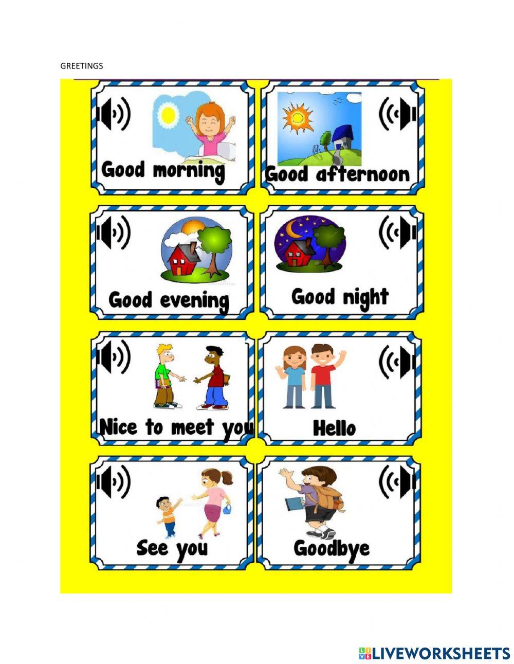 Greetings | Free Interactive Worksheets | 1247229