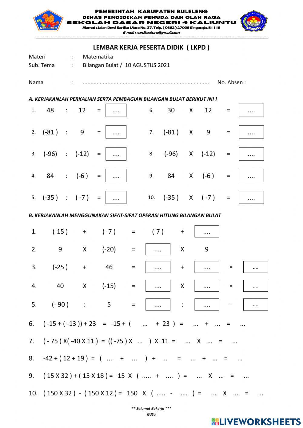 Matematika | Free Interactive Worksheets | 1247290