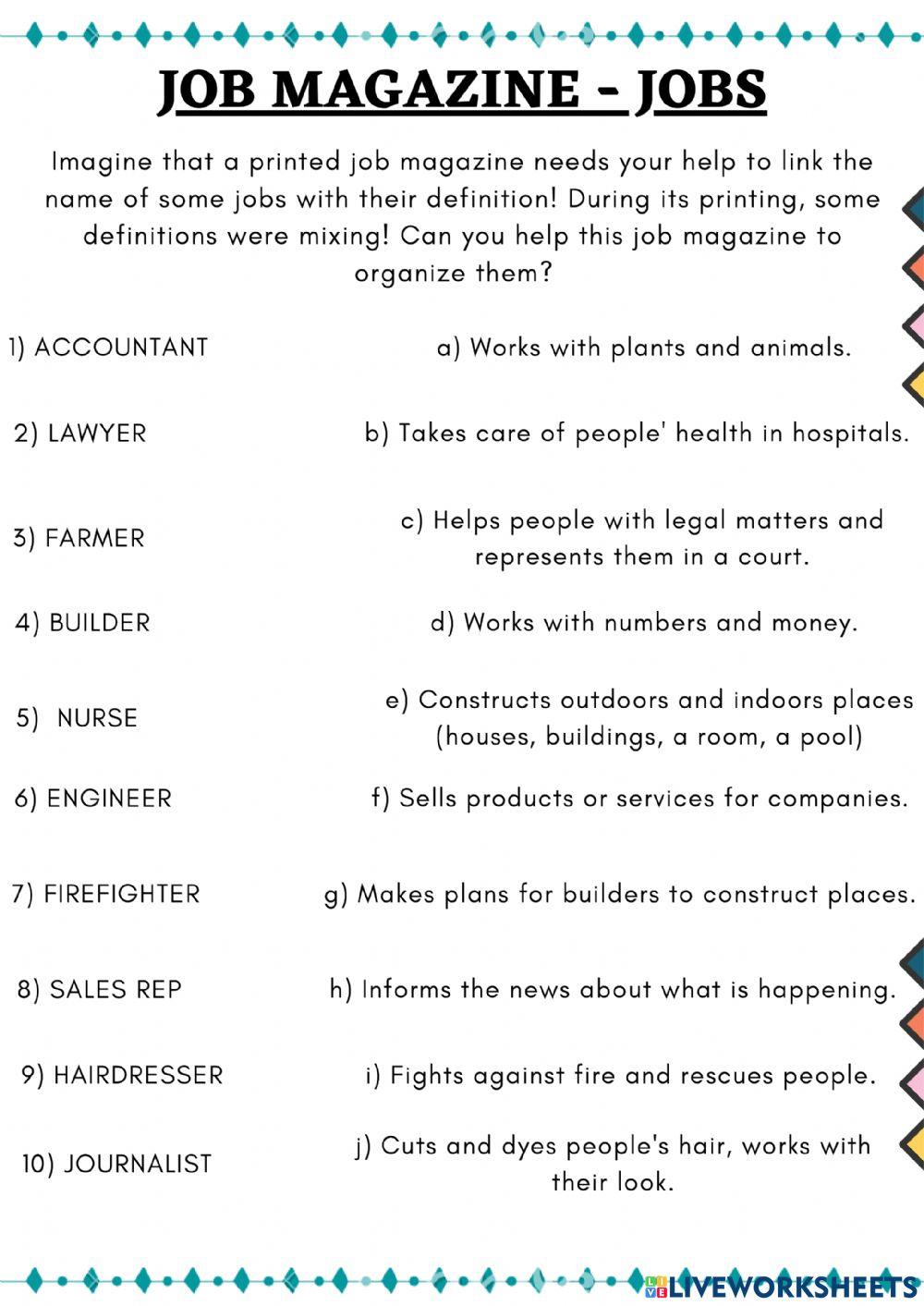 Job magazine - … | Free Interactive Worksheets | 1247688