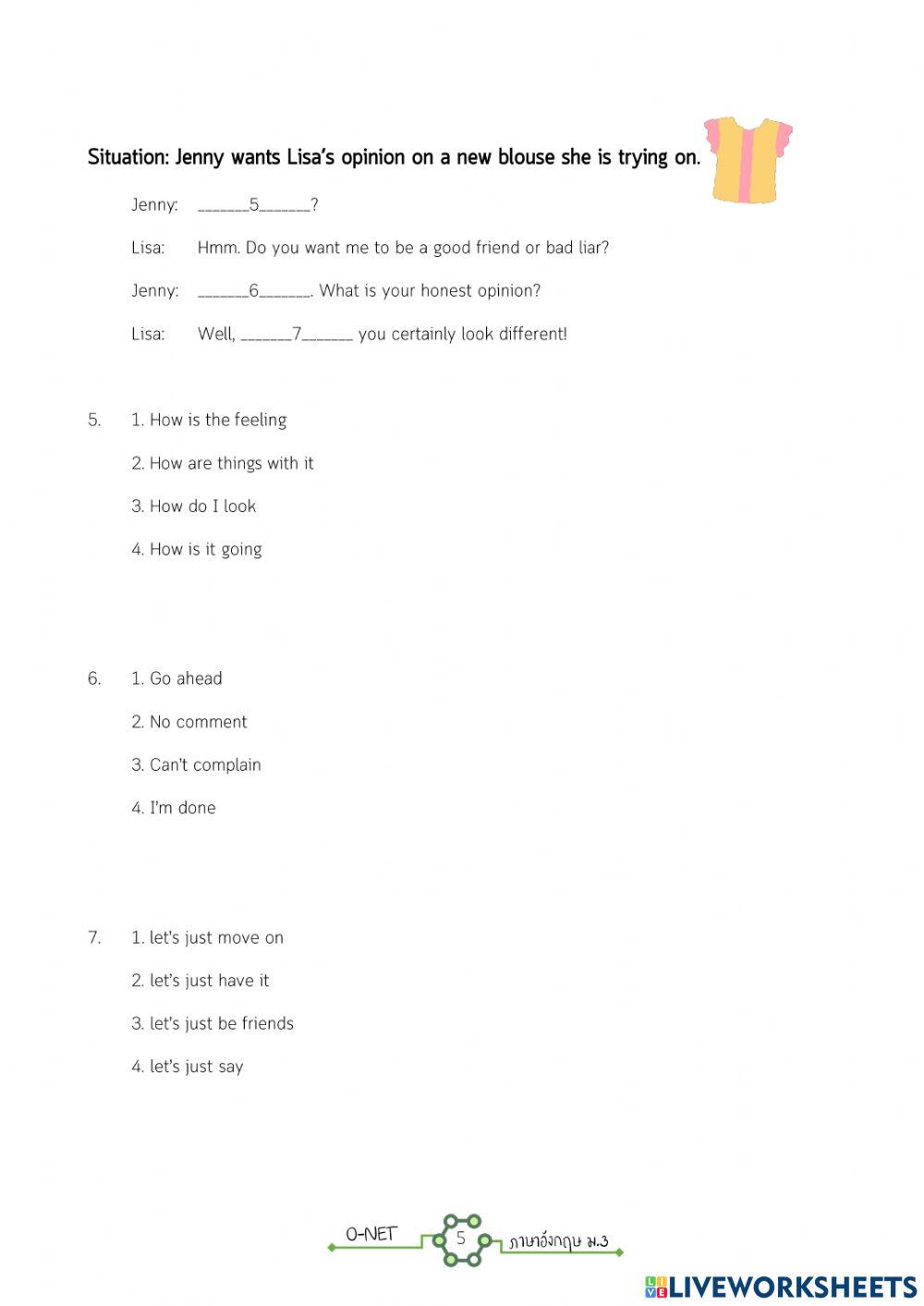 English Test M3 online exercise for | Live Worksheets