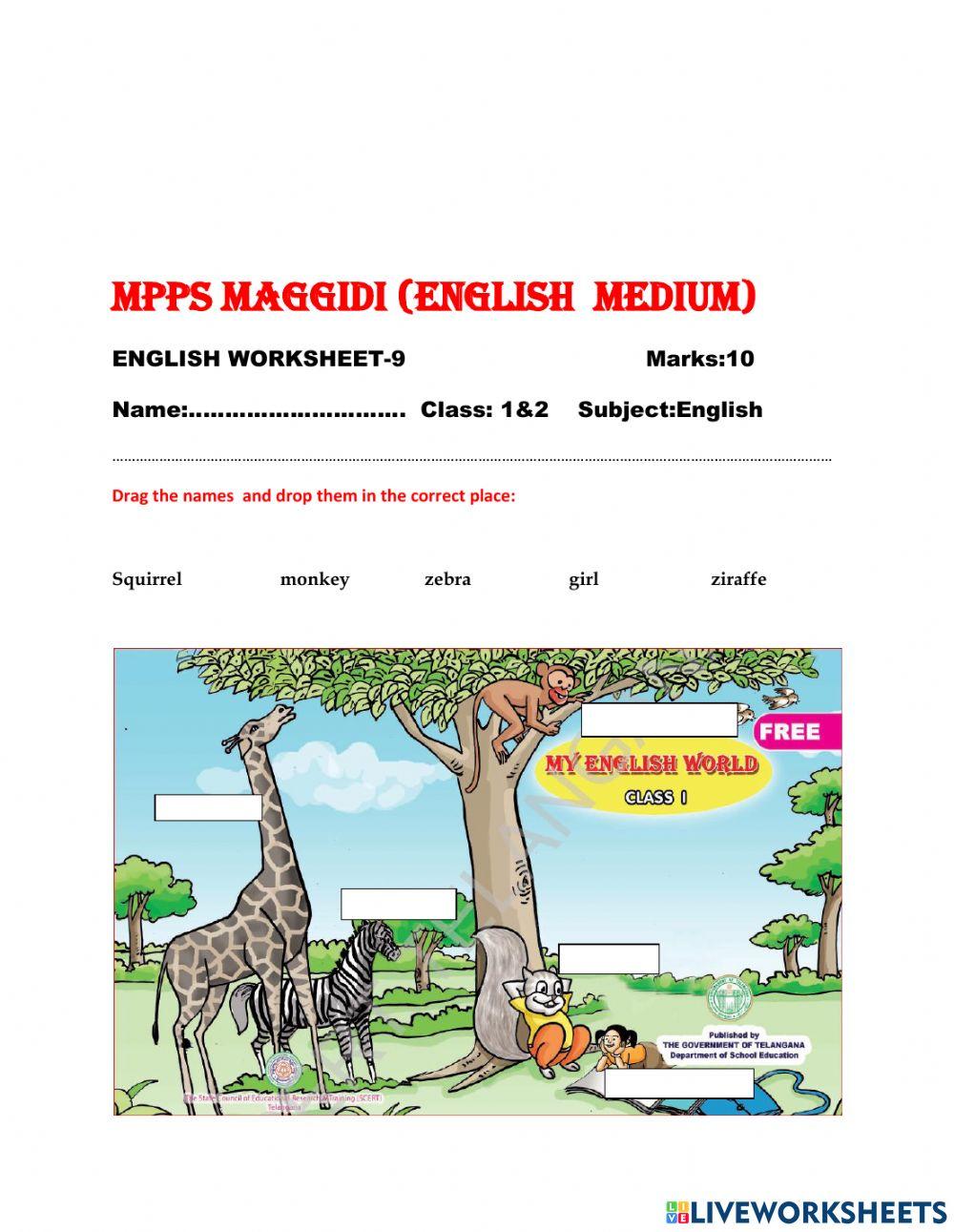 1st english cover page worksheet | Live Worksheets