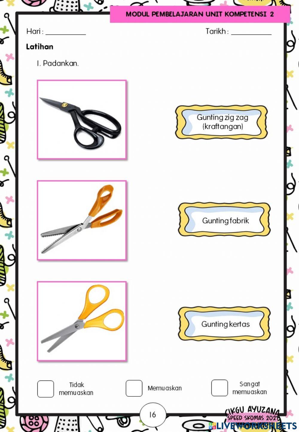 Mengenal gunting worksheet | Live Worksheets