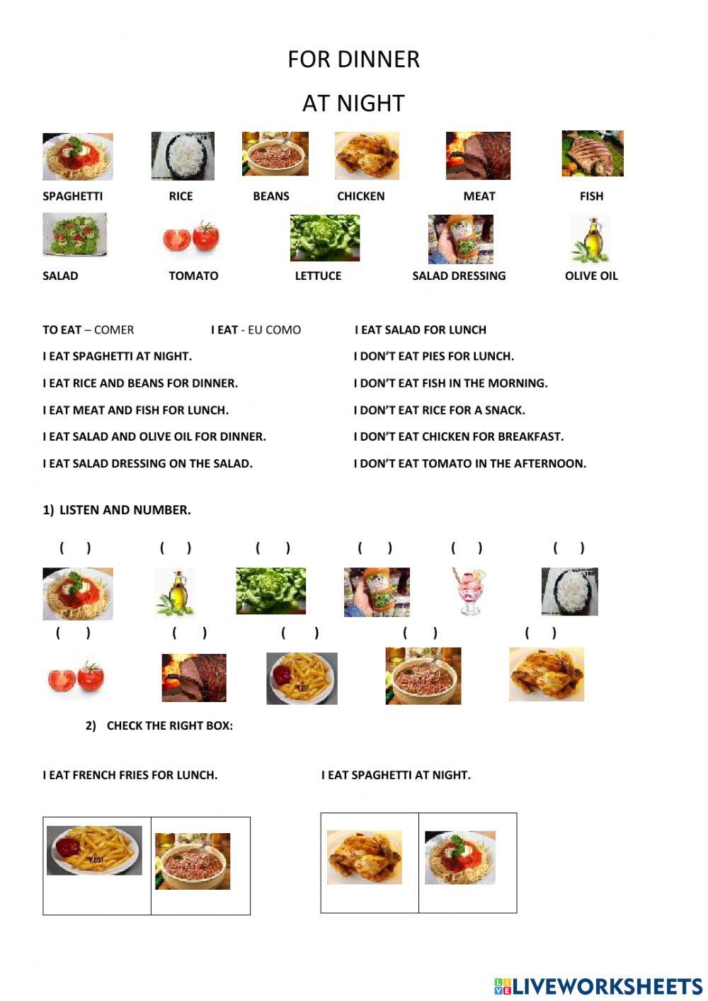 1248863 | Dinner | Patricia Dias | LiveWorksheets