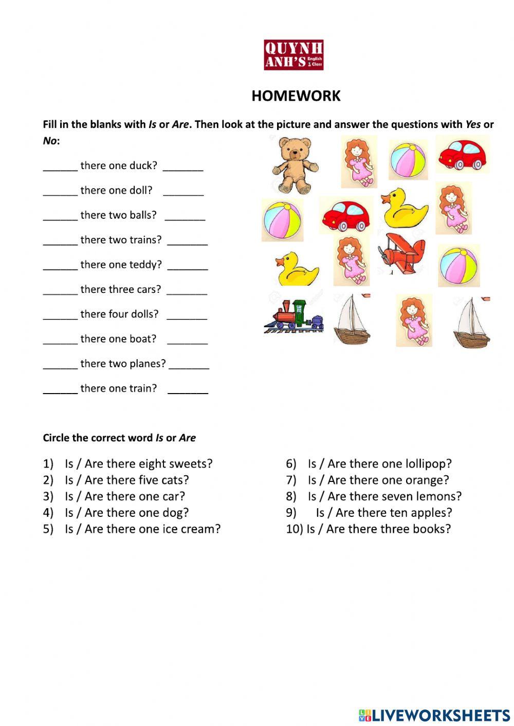 Is there vs Are there worksheet | Live Worksheets