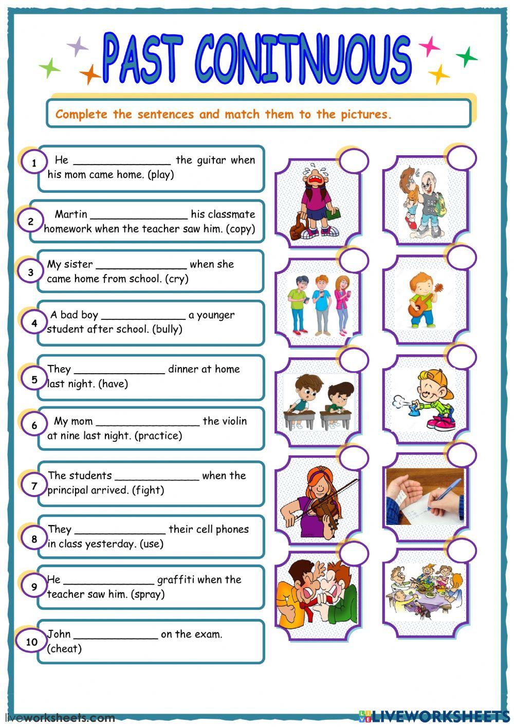 Past Continuous Tense online exercise for | Live Worksheets
