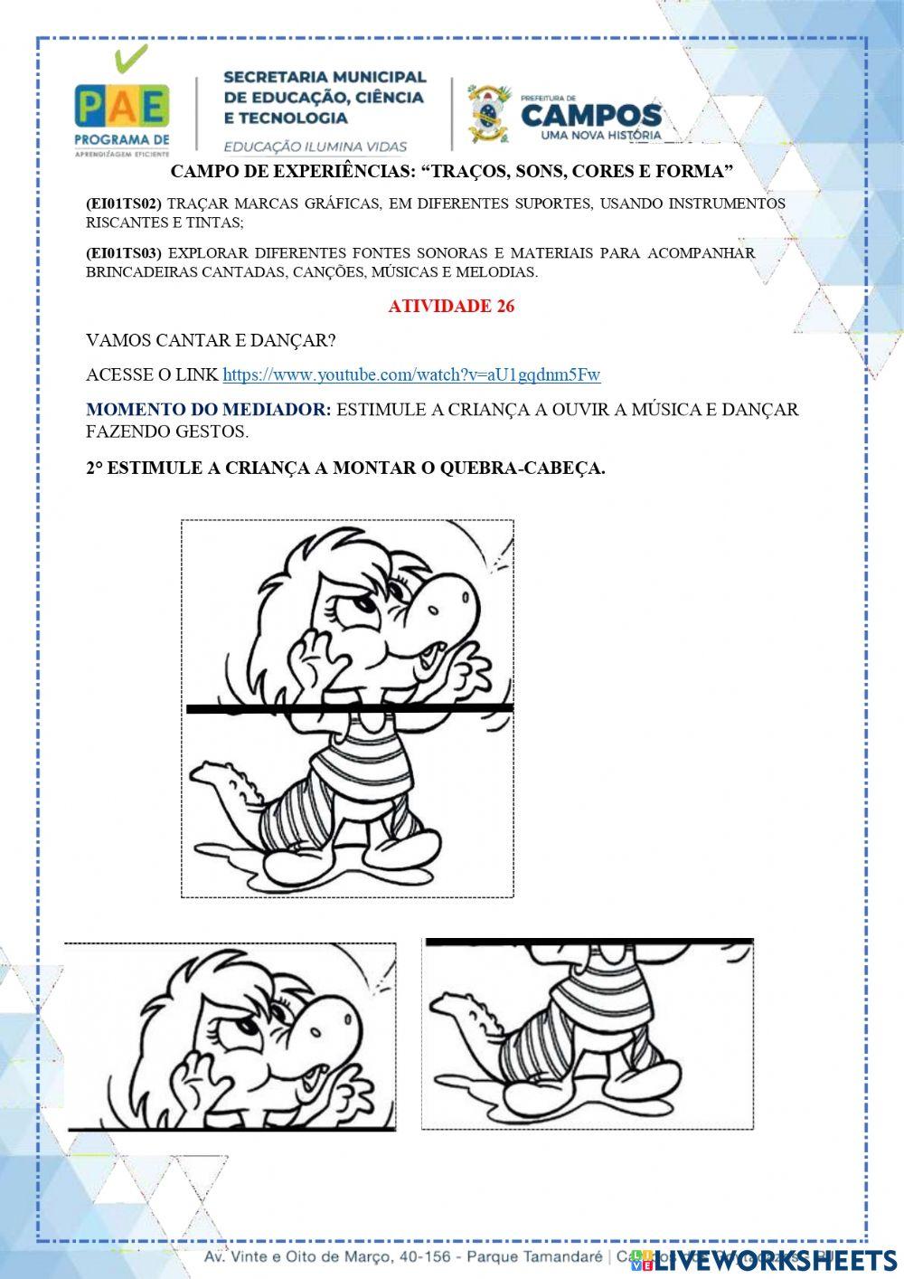 Quebra-Cabeça Cuca worksheet | Live Worksheets