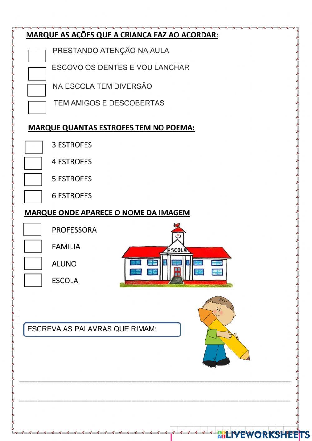 O bom aluno worksheet | Live Worksheets