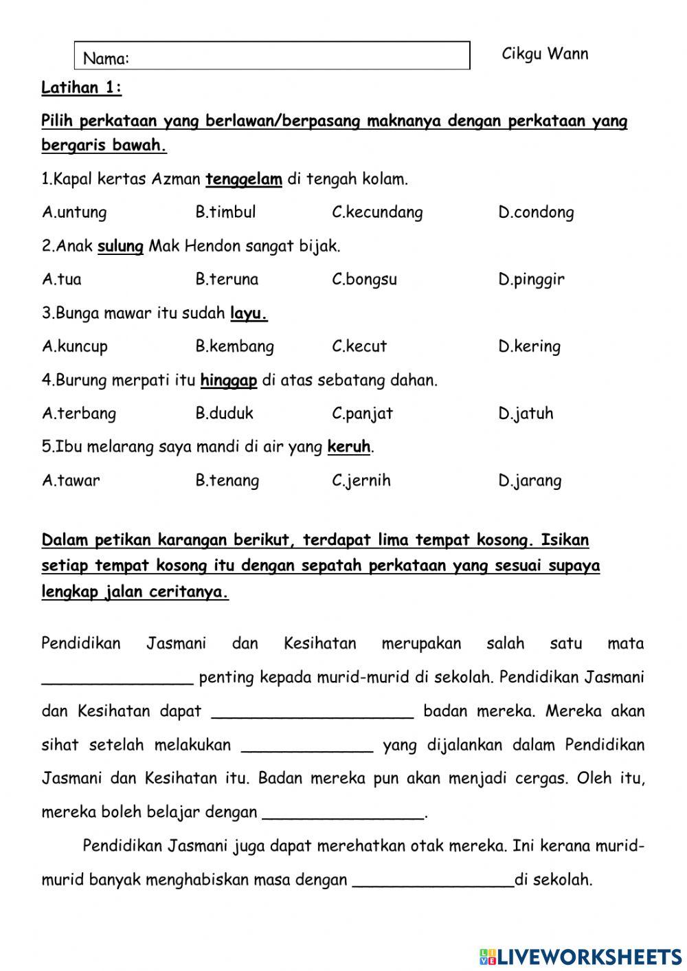 1249360 | Latihan 1 : Kata Antonim dan Perbendaharaan