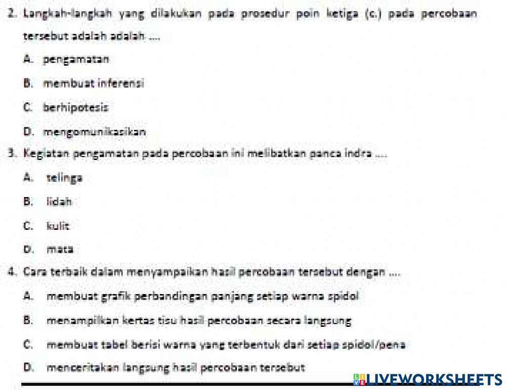 Latihan Objek IPA dan Pengamatan worksheet | Live Worksheets