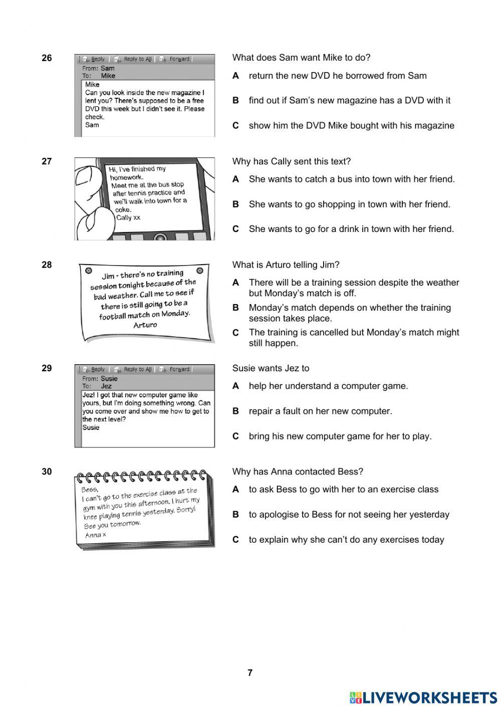 CAMBRIDGE PLACEMENT TEST PART 1 online exercise for | Live Worksheets