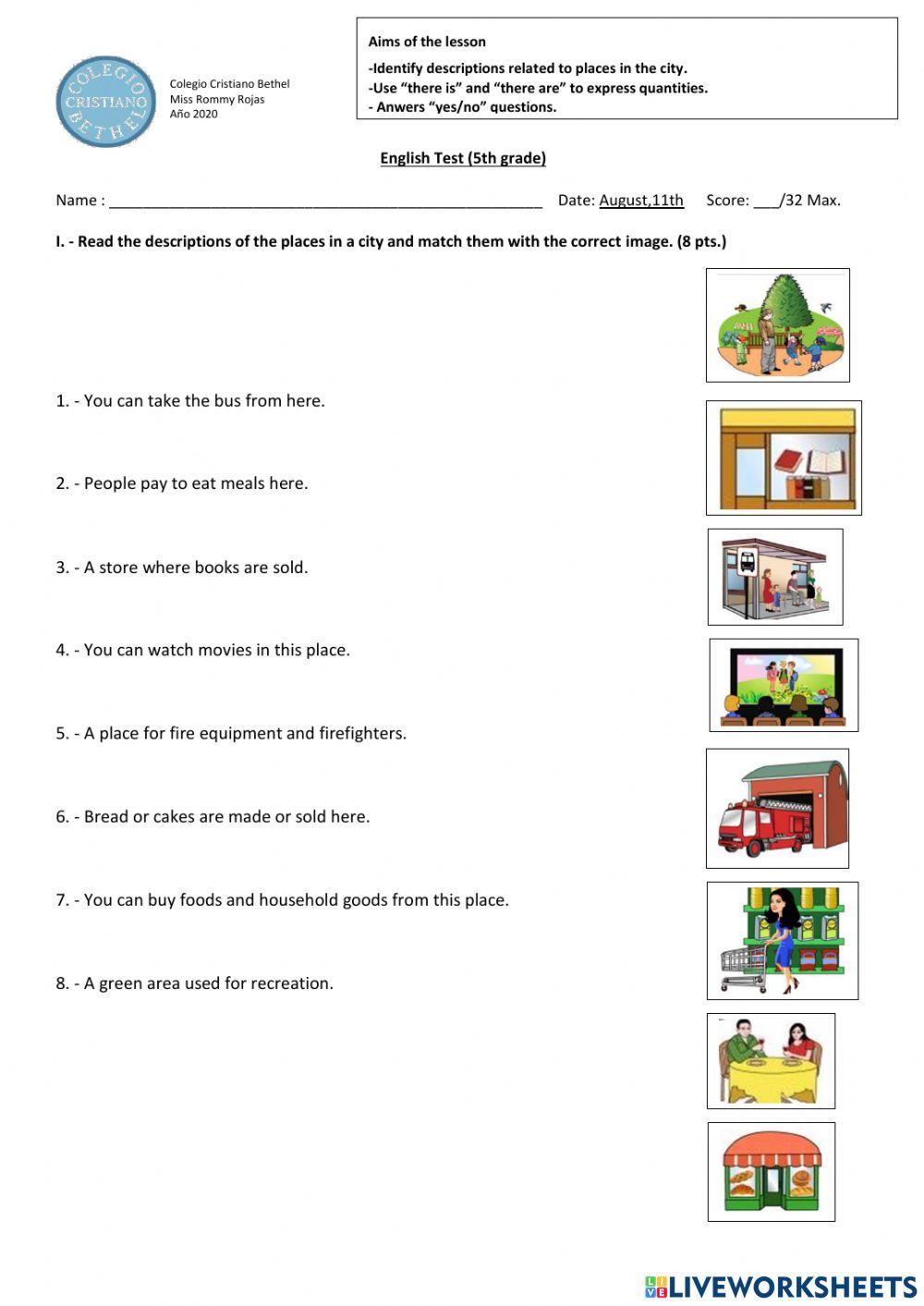English test 5t… | Free Interactive Worksheets | 1250758