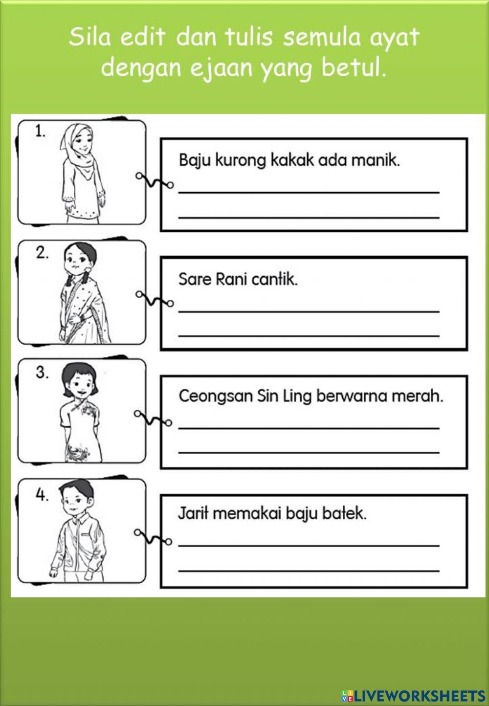 Edit dan Tulis worksheet | Live Worksheets