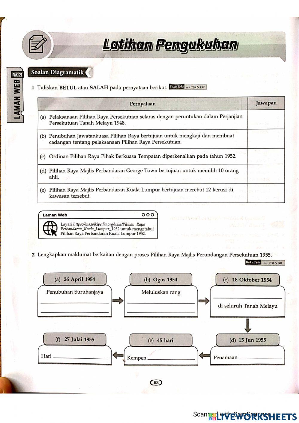 Bab 8: pilihan raya worksheet | Live Worksheets