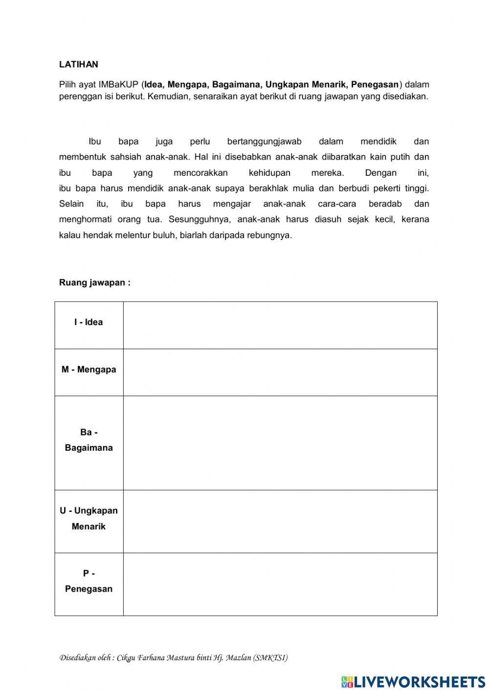 Latihan IMBaKUP online exercise for | Live Worksheets