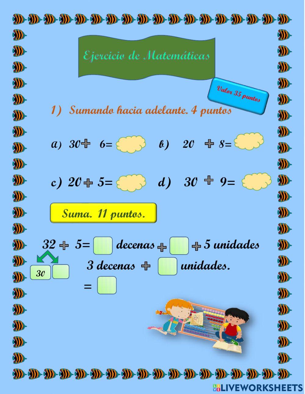 Suma interactive worksheet for primero | Live Worksheets