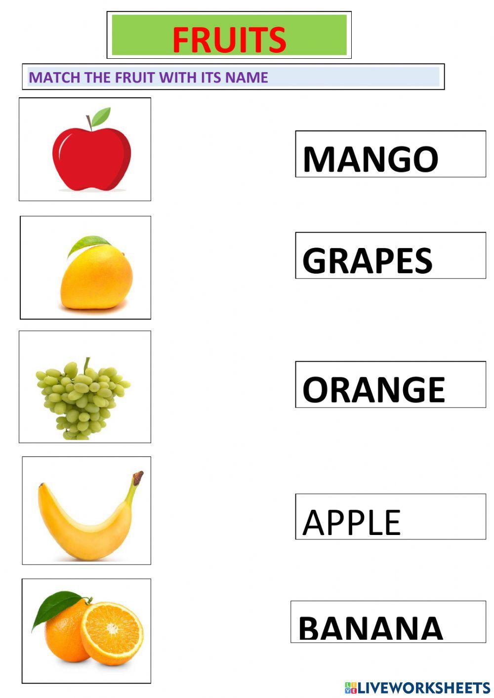 3661369 | MATCH THE FRUIT WITH ITS NAME | Sunakshi