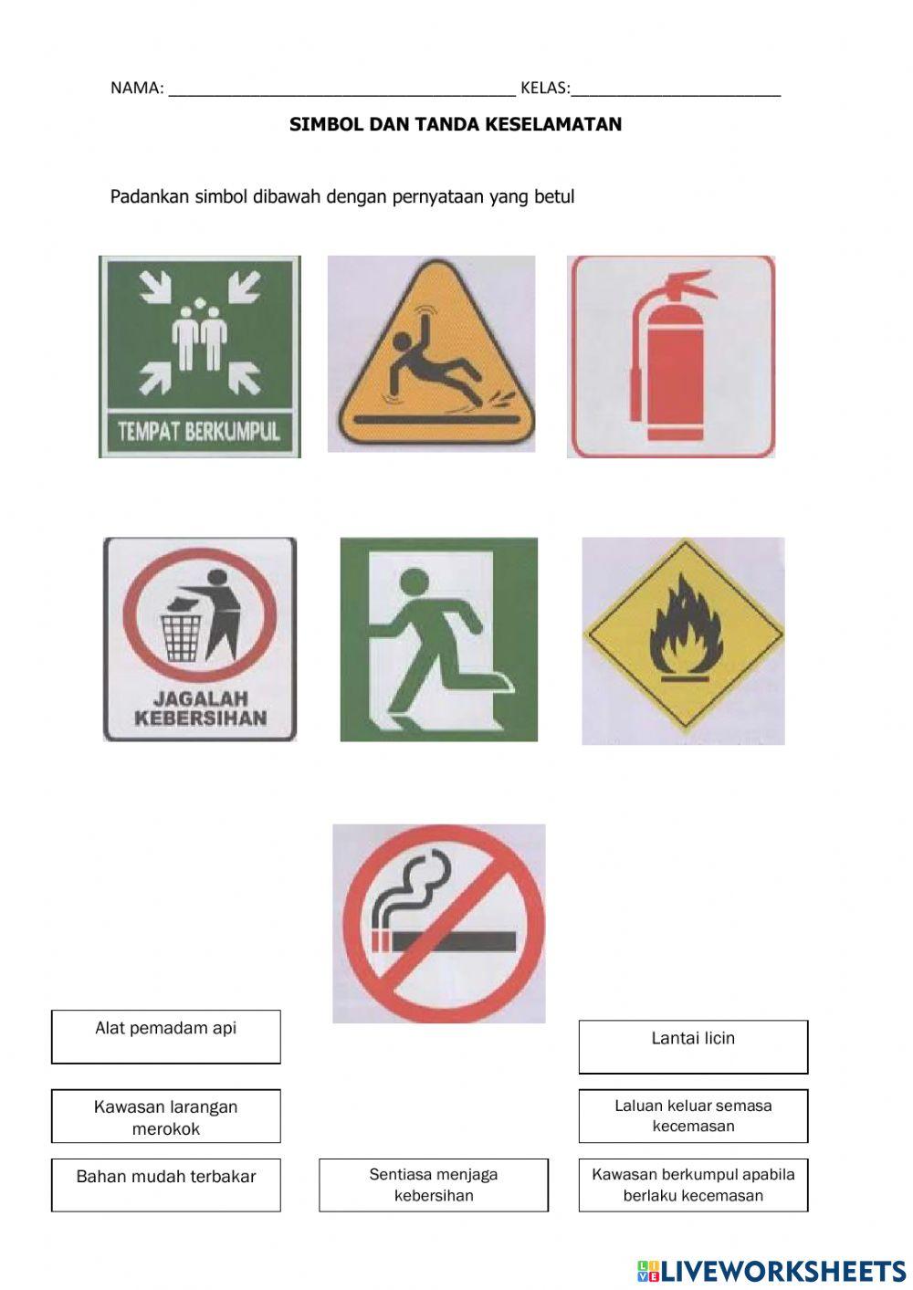Simbol dan Keselamatan worksheet | Live Worksheets