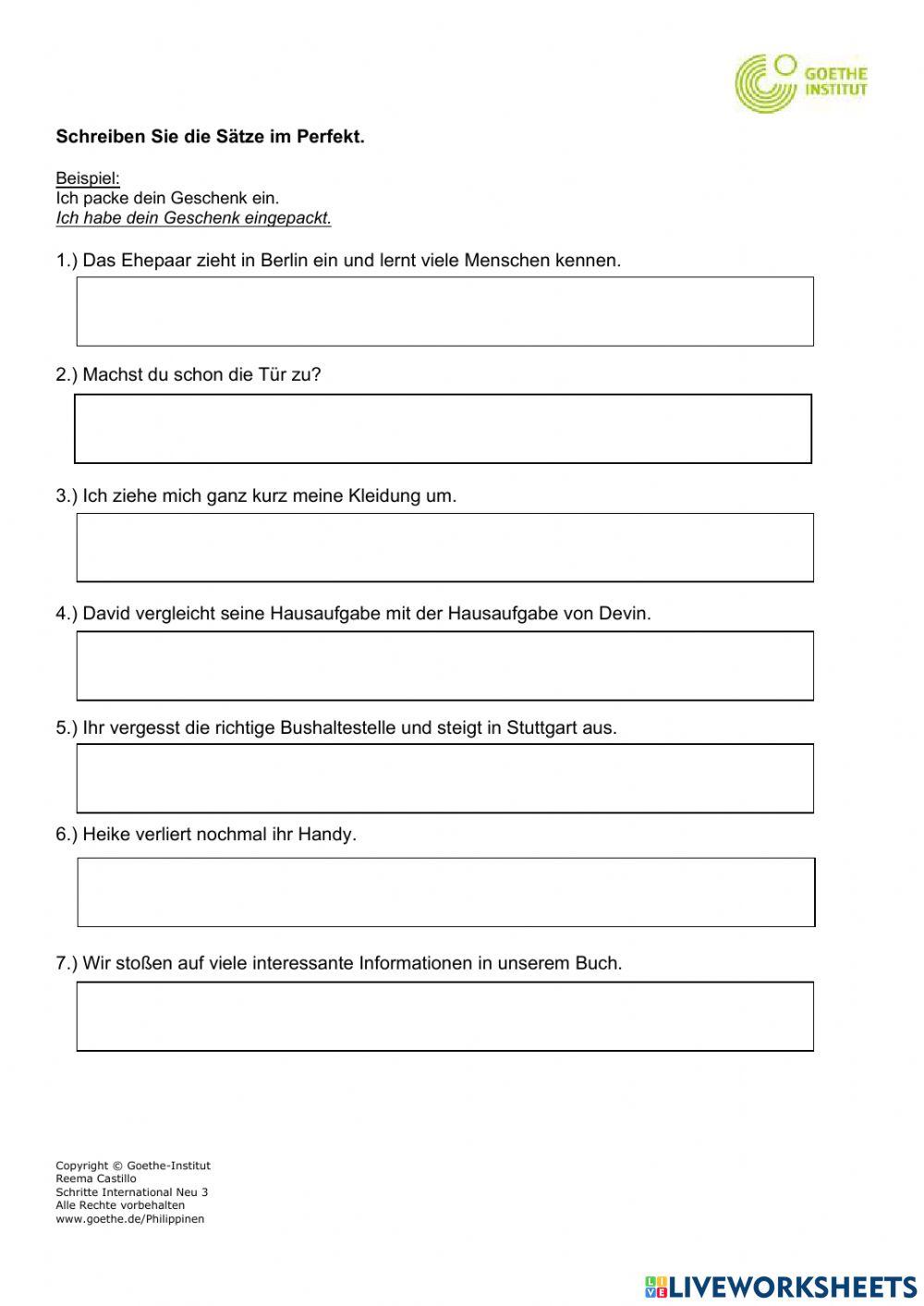 1252977 | Übung: Verben im Perfekt II | Reequi Marie