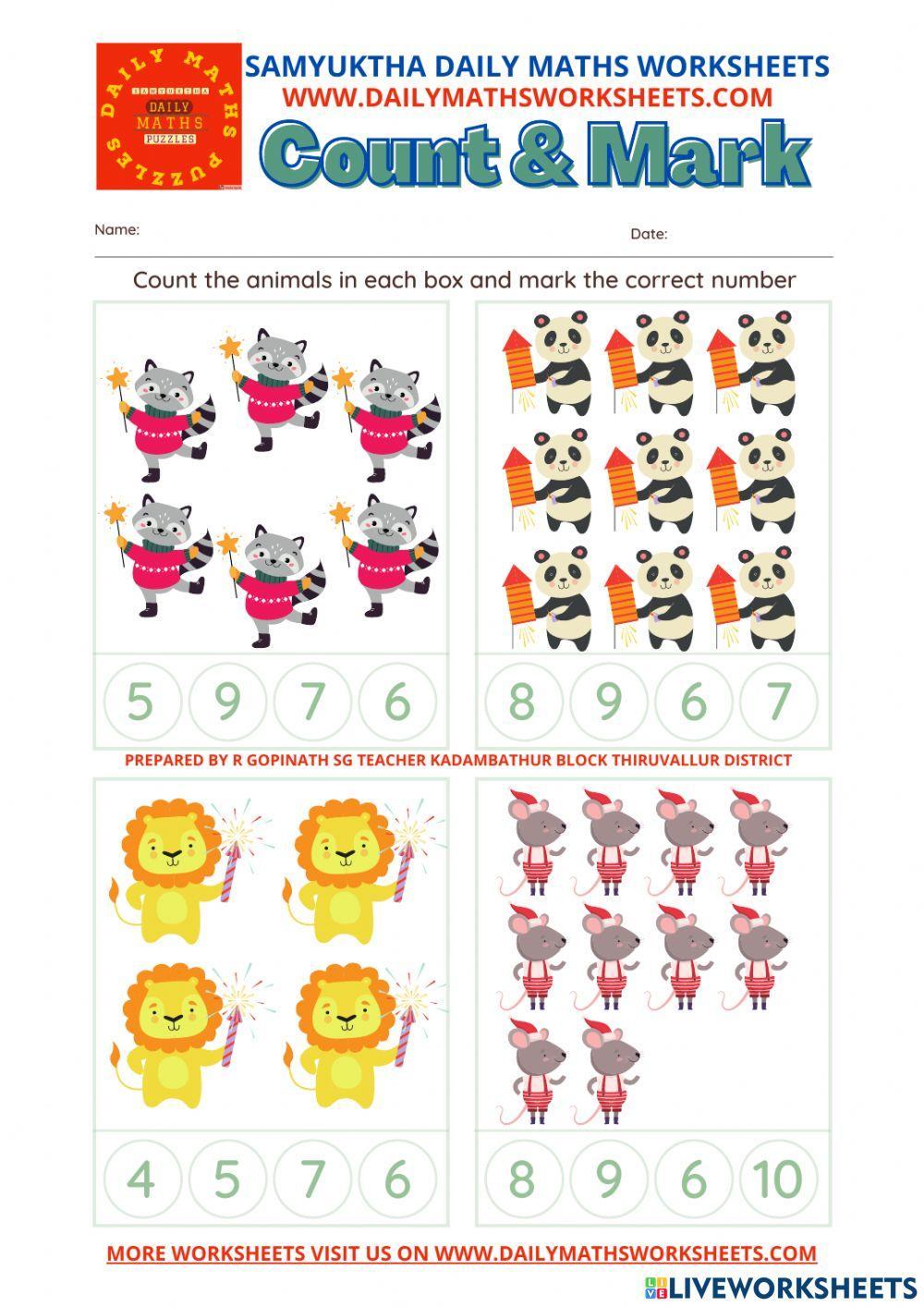 Maths count 1-10 worksheet | Live Worksheets