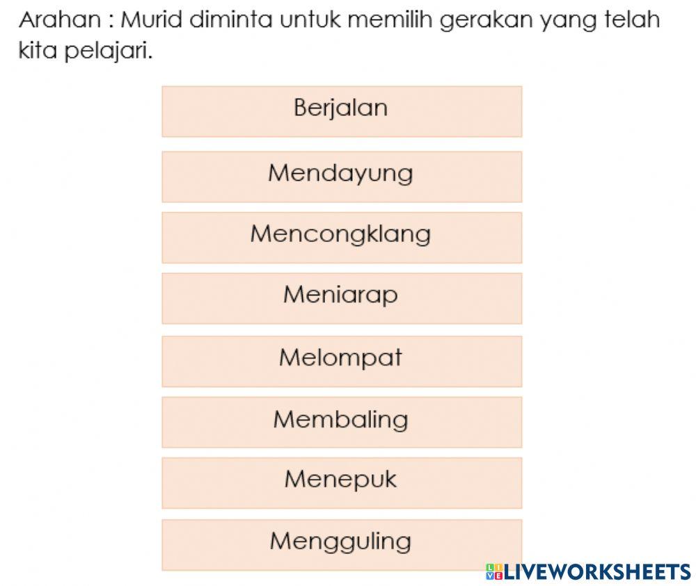 Pergerakan Kreatif exercise | Live Worksheets