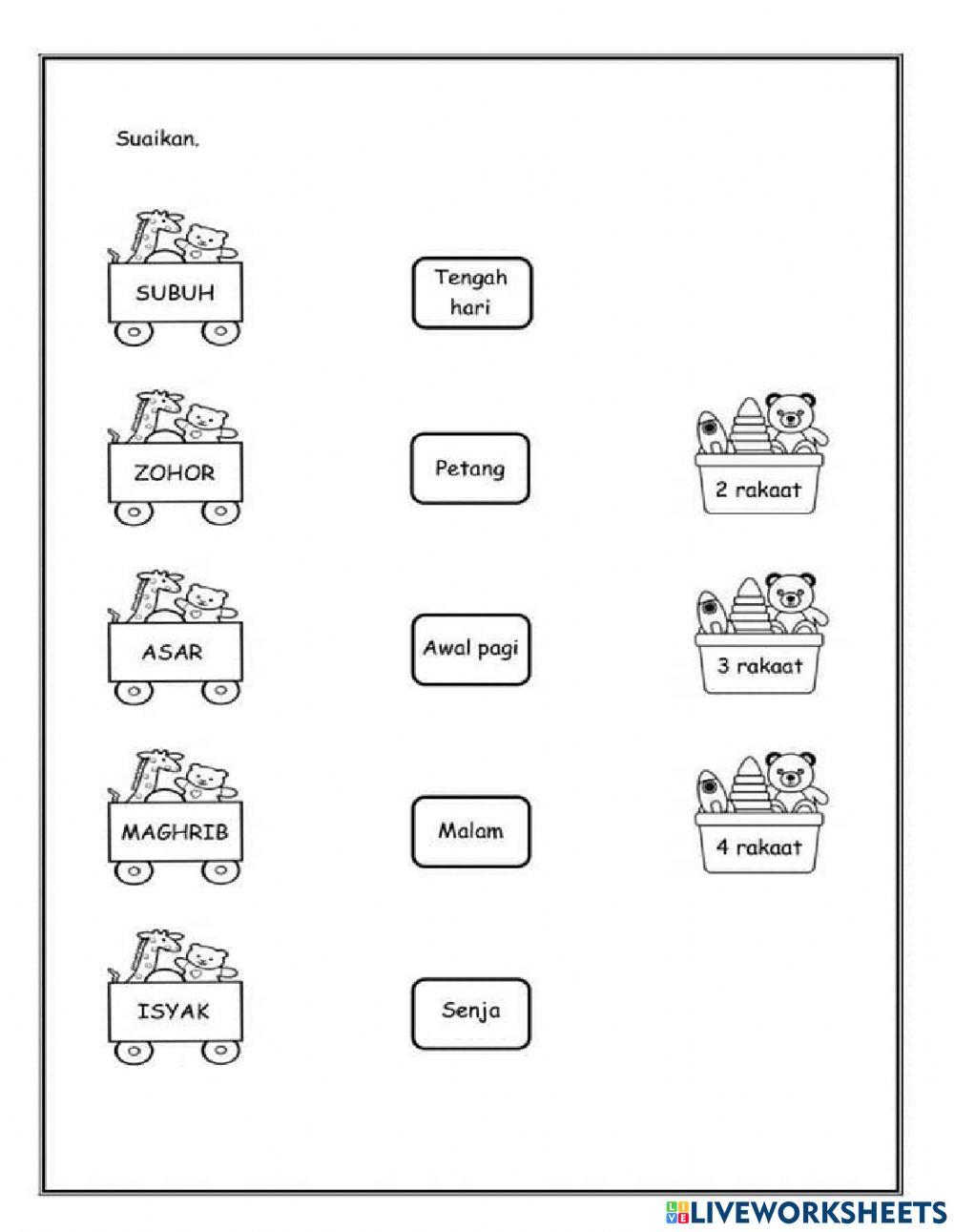 Waktu solat free worksheet | Live Worksheets