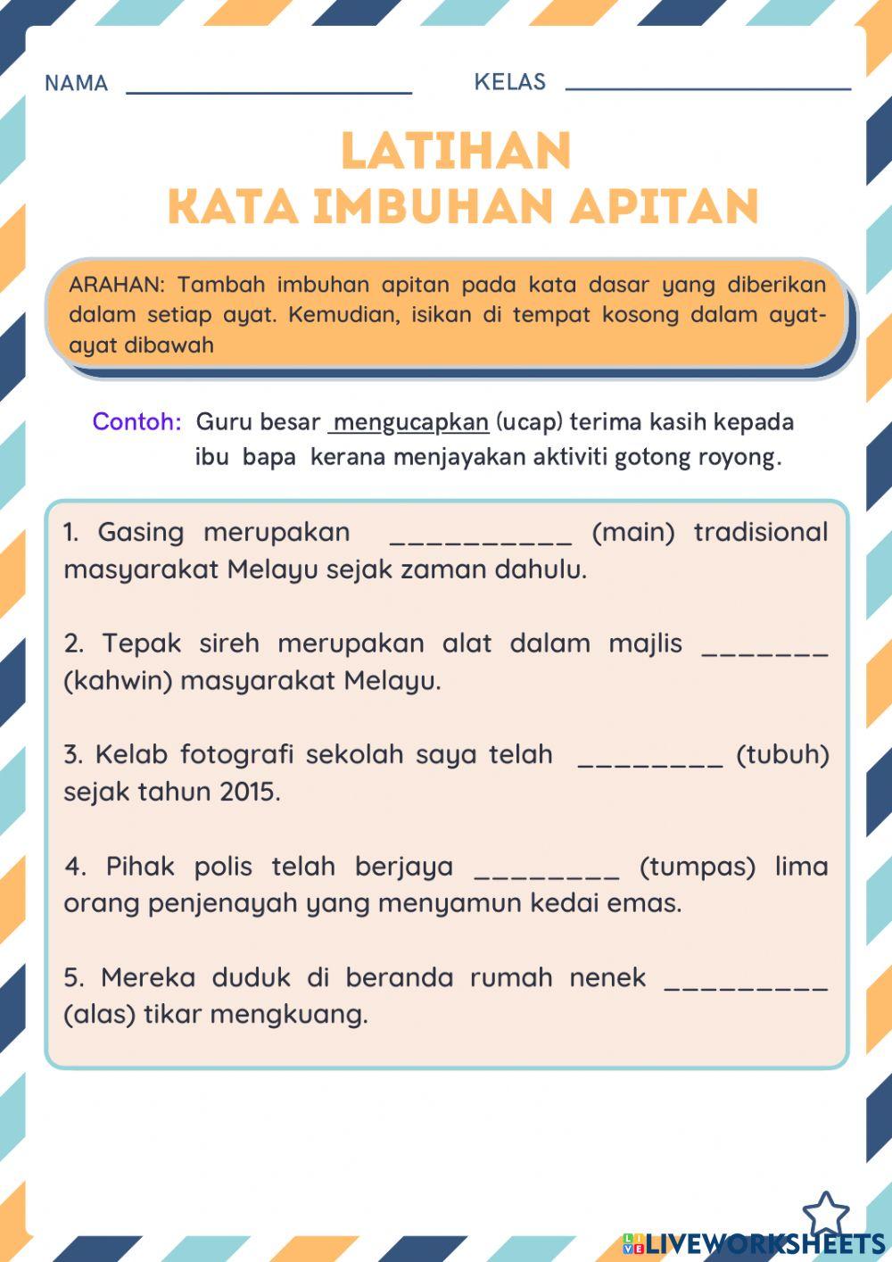 Kata Imbuhan Ap… | Free Interactive Worksheets | 1253674