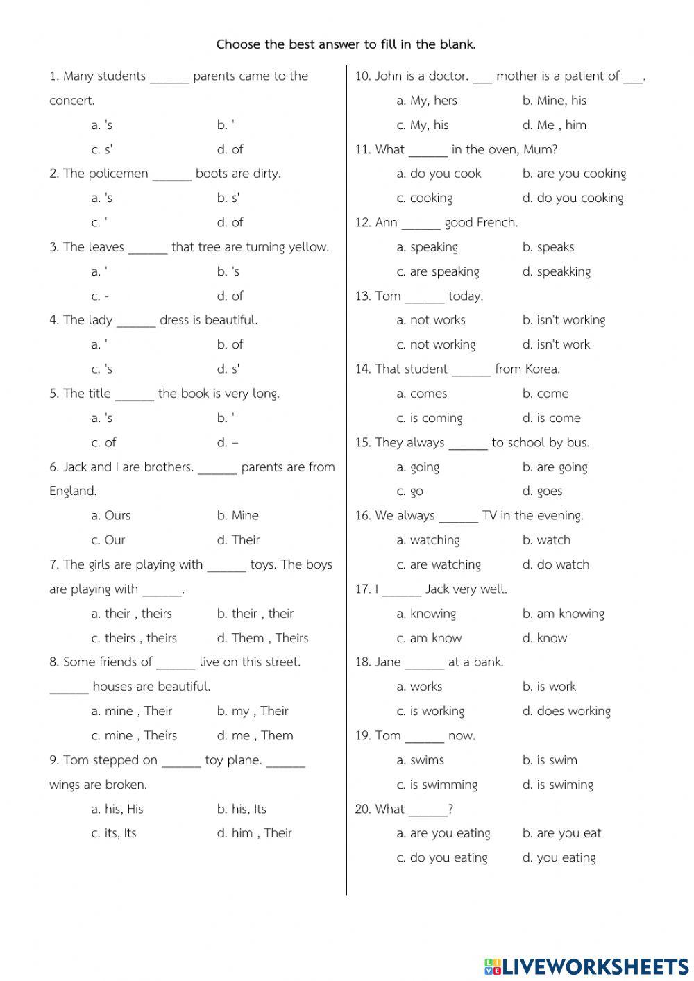 Midterm interactive exercise | Live Worksheets