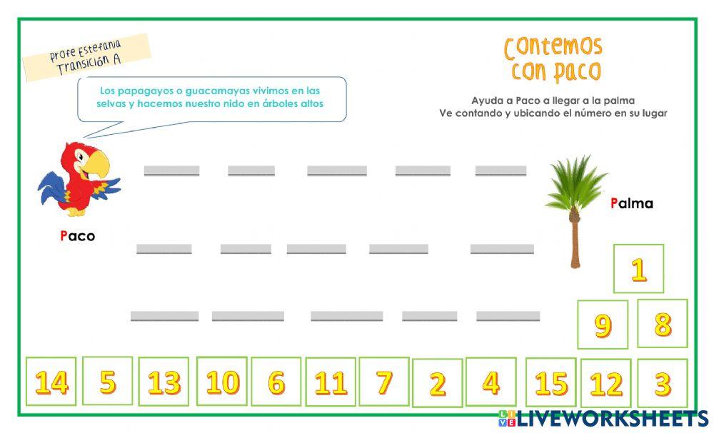 Enumerar del 1 al 15 worksheet | Live Worksheets
