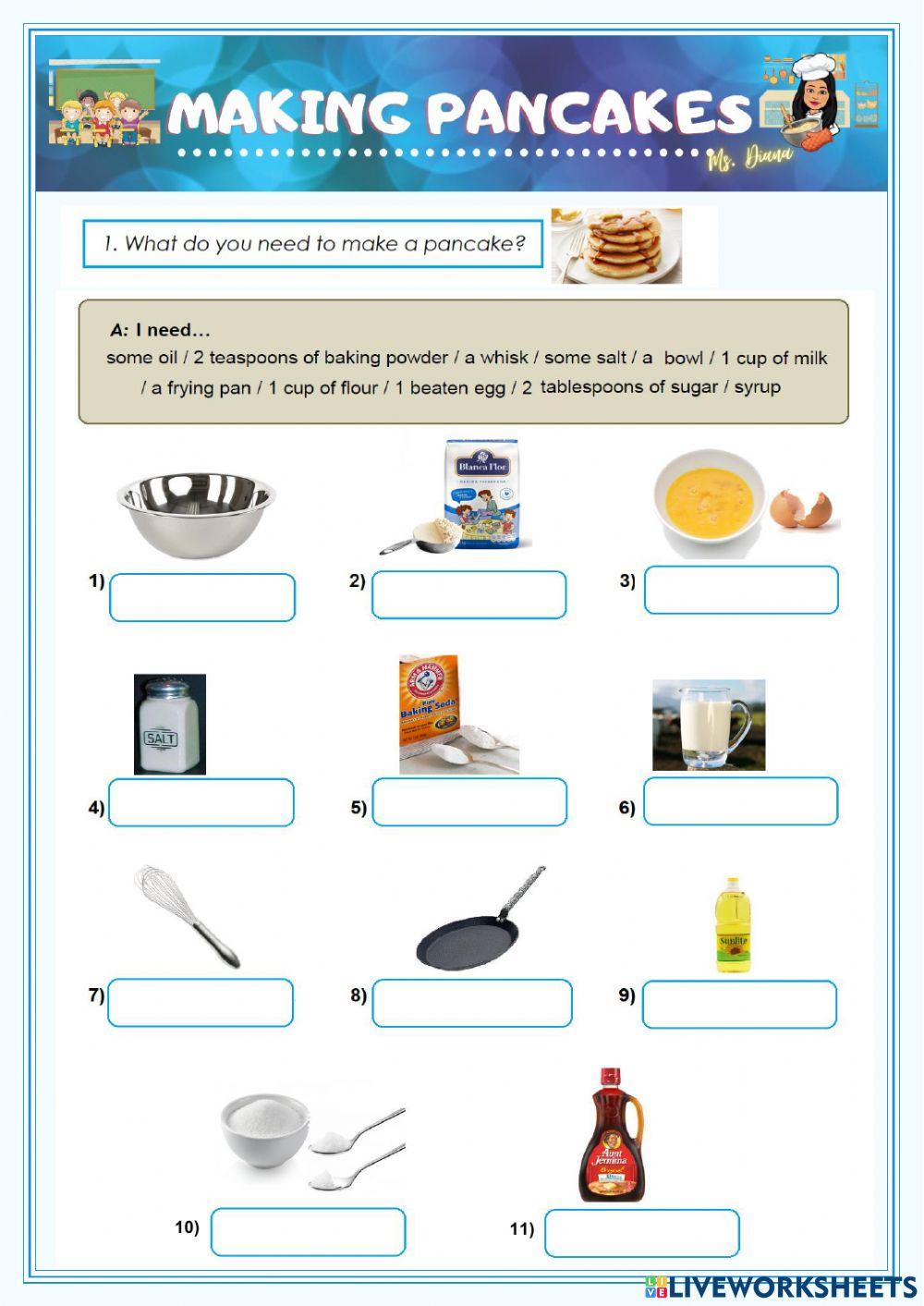 Making pancakes | Free Interactive Worksheets | 1255094