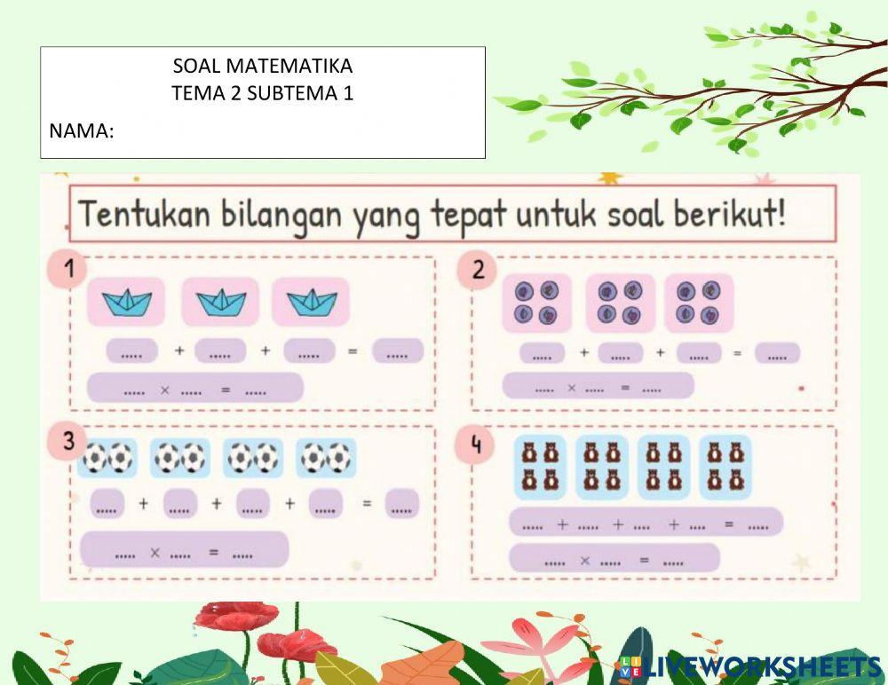 Perkalian online pdf exercise for 2 | Live Worksheets