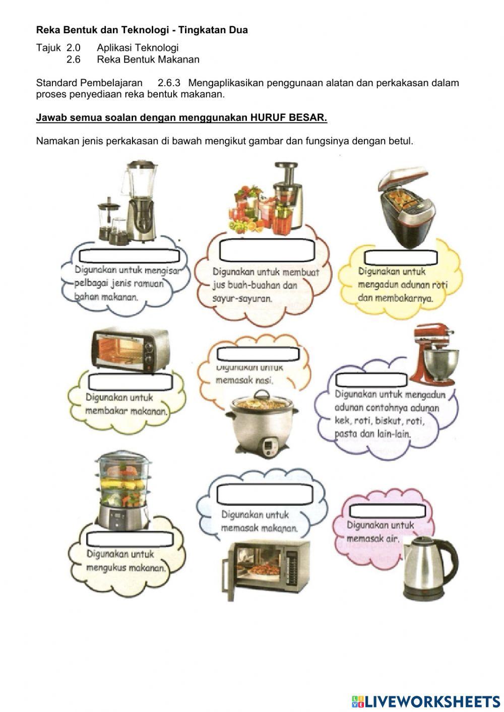 RBT T2 Reka Bentuk Makanan exercise | Live Worksheets