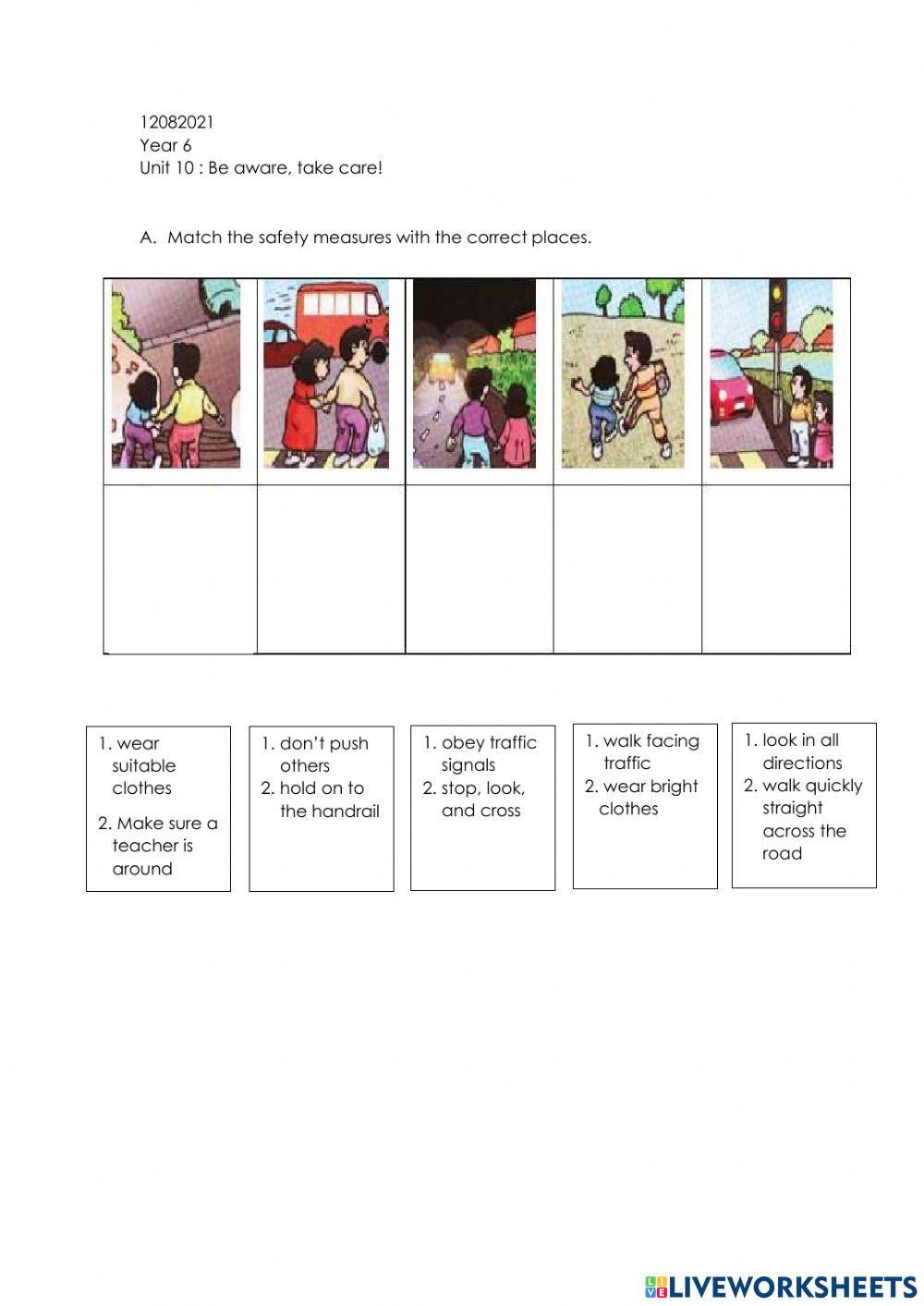 Unit 10 Be Aware, Take Care activity | Live Worksheets