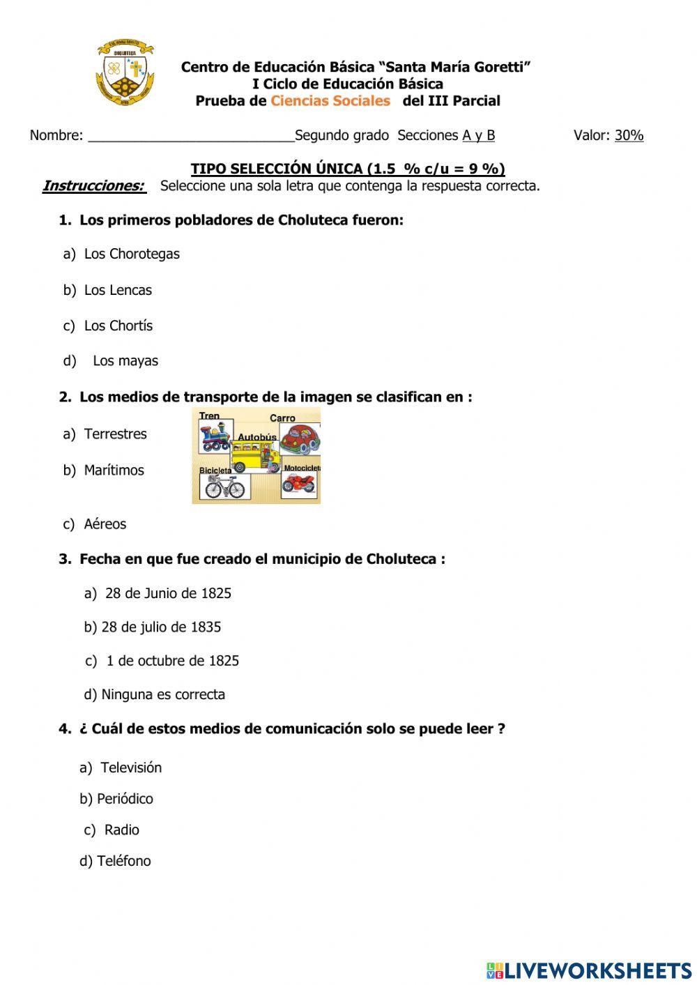 Examen | Melissa Meraz Mendoza | Live Worksheets