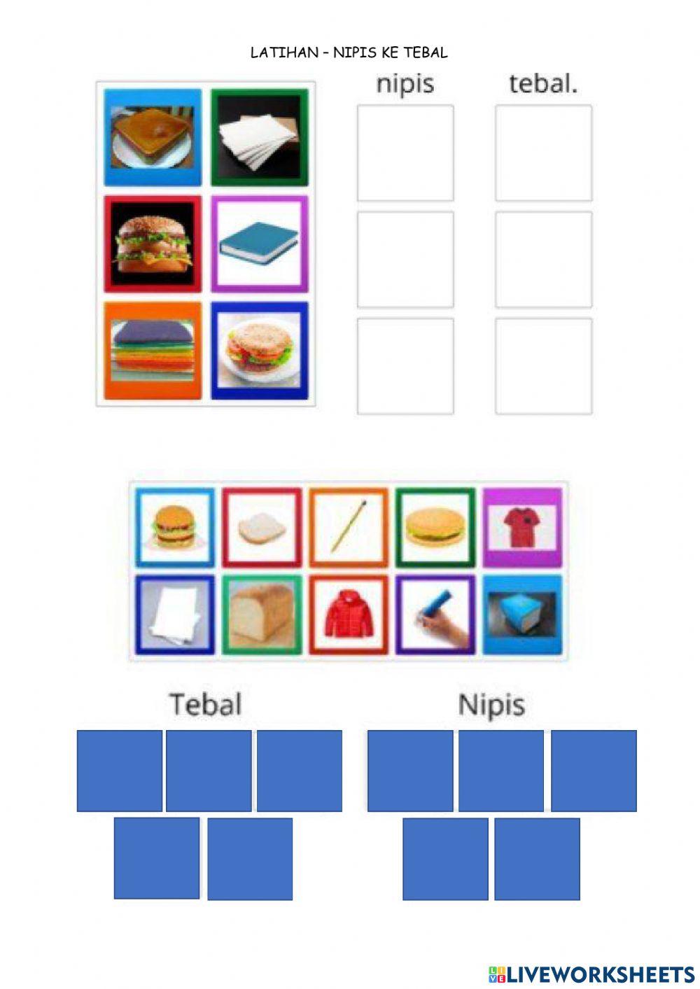 Latihan - Nipis Tebal (Matematik KSSMKR) worksheet | Live Worksheets