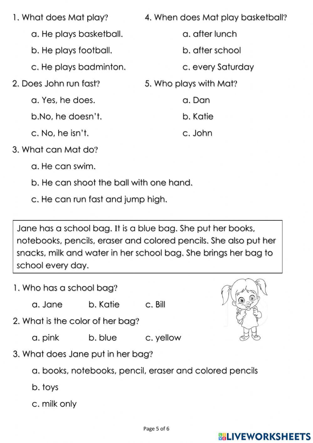 Grade 1 - Language - Assessment 3668412 | alicedee | Live