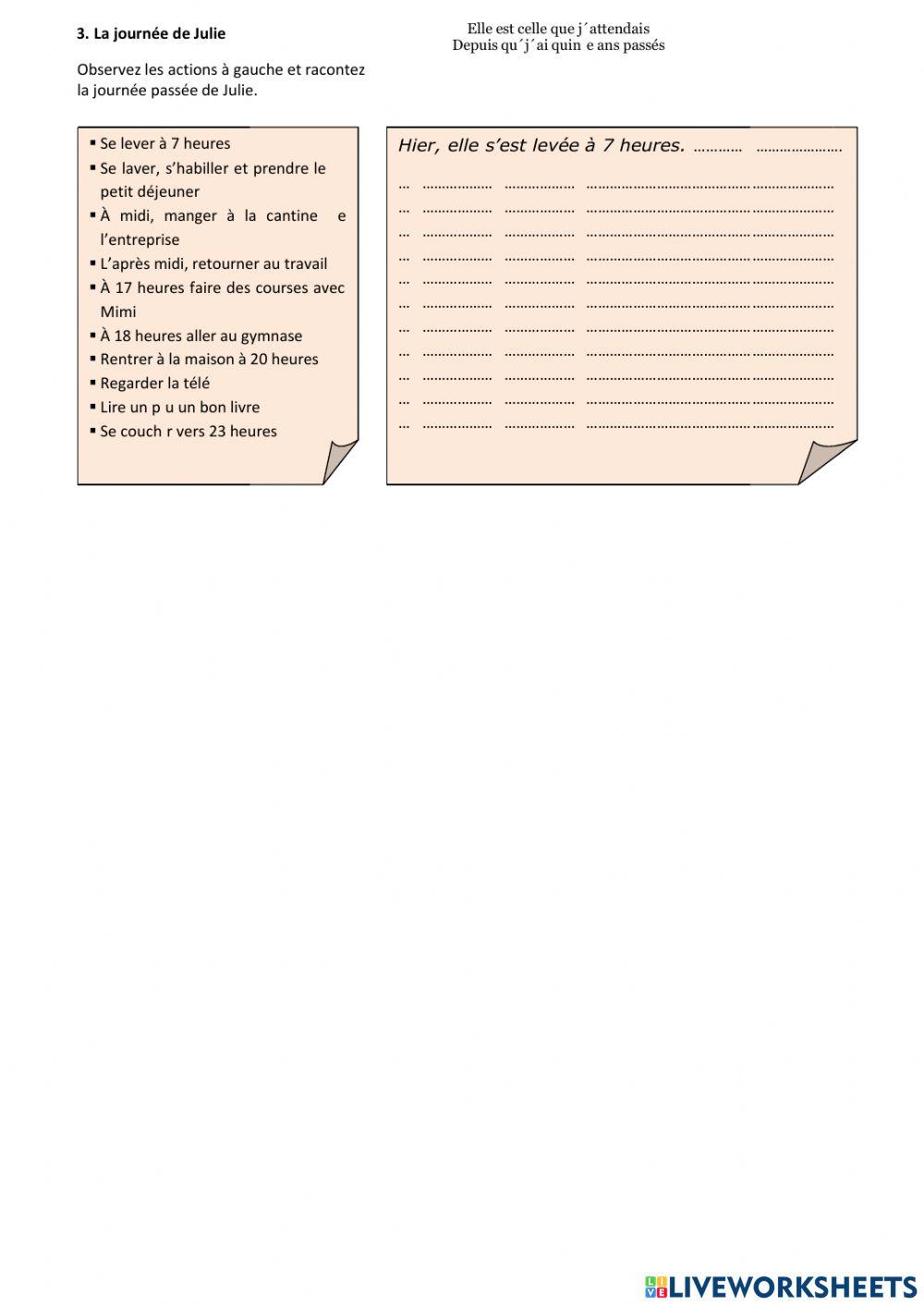 DEVOIR 1 Révision du Passé Composé 3668528 | Aiko Varela