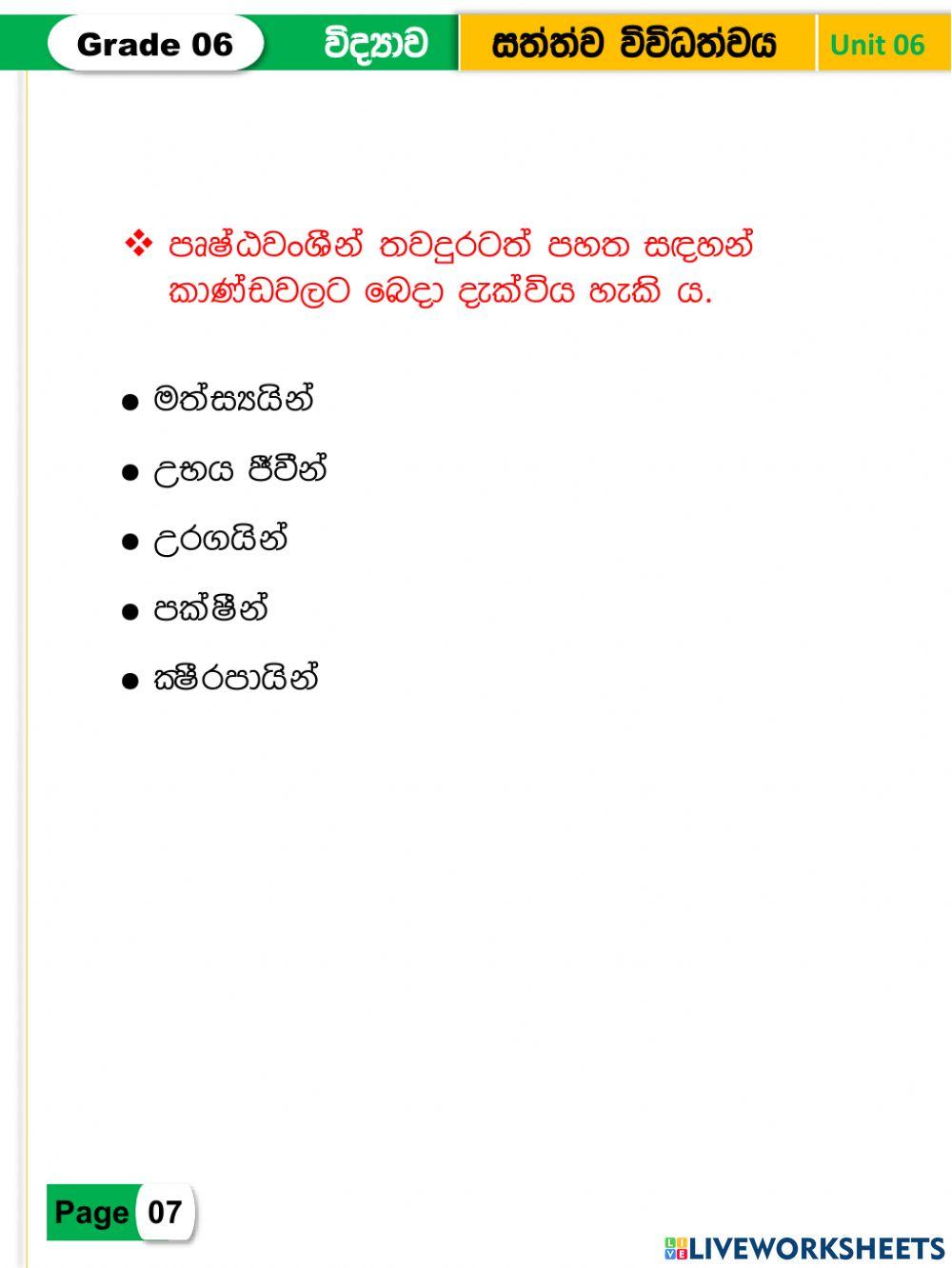 Science online exercise for 6 | Live Worksheets