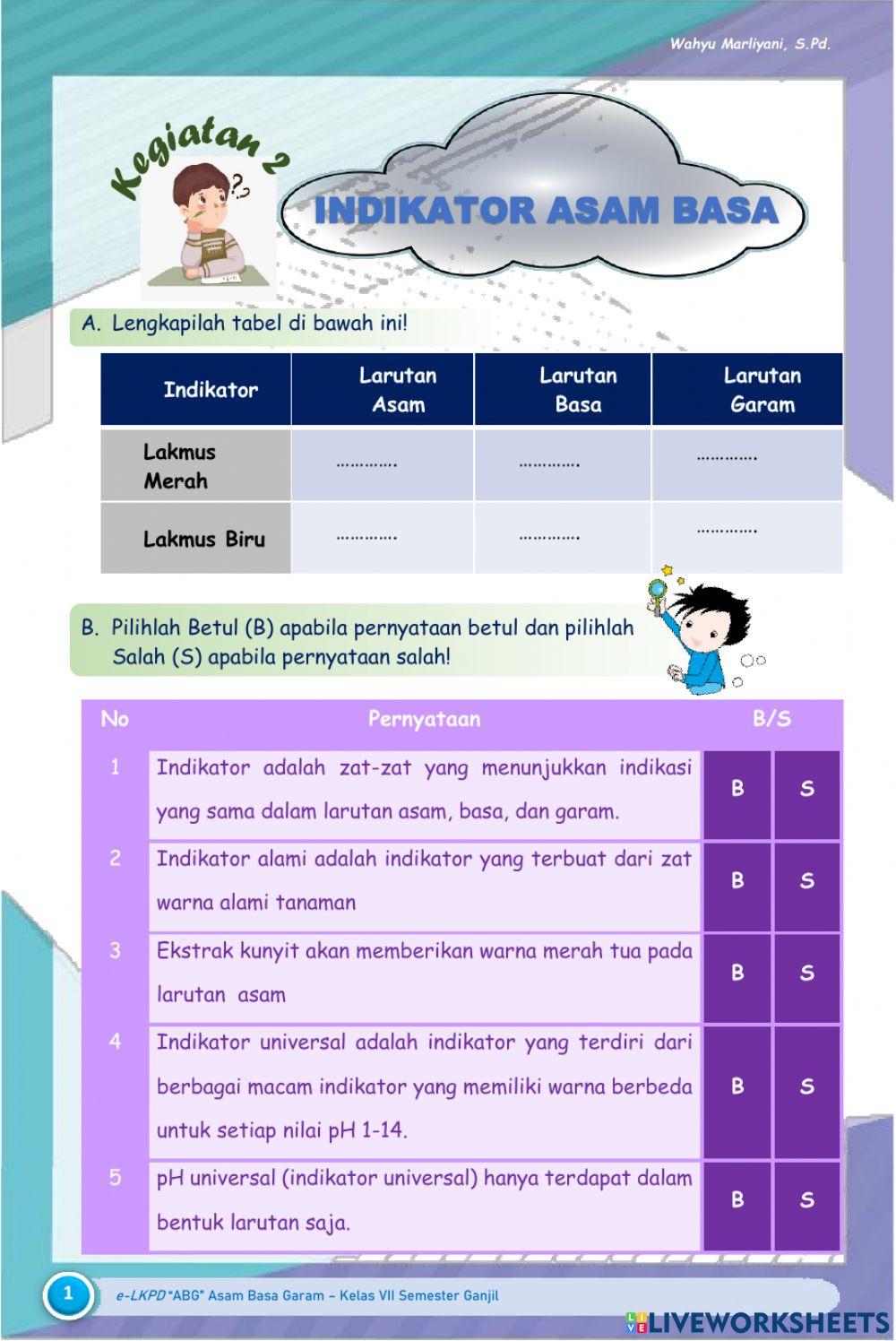 Indikator Asam Basa worksheet | Live Worksheets