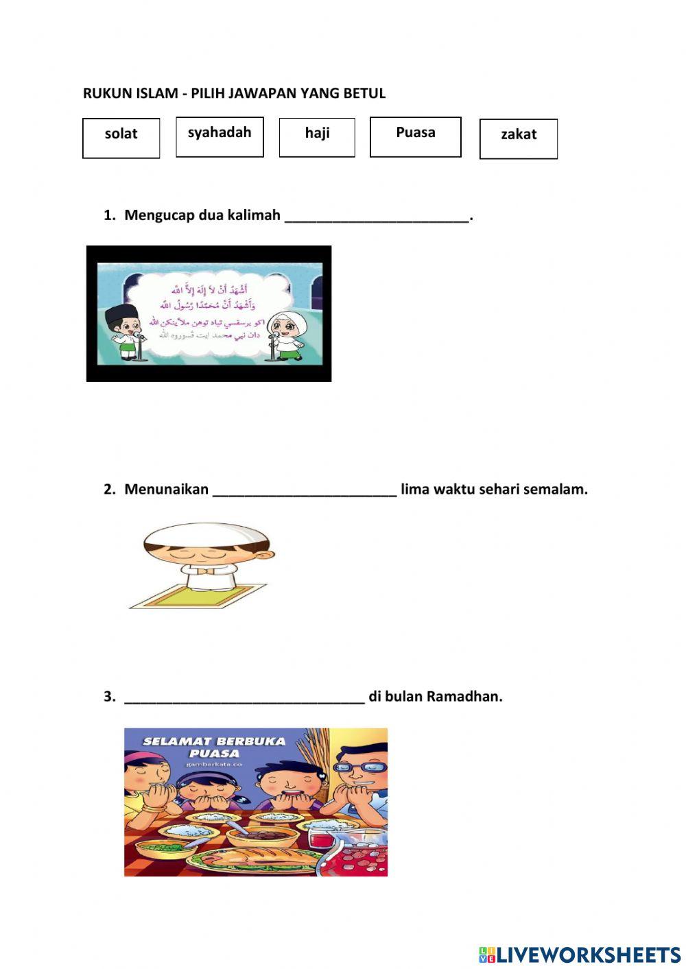Rukun Islam online activity for Pra Sekolah | Live Worksheets