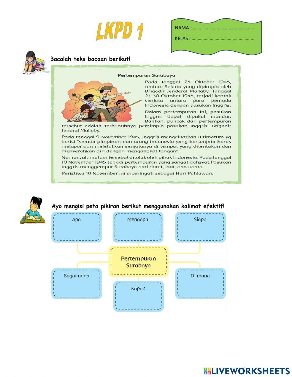 Lkpd tema 2 sub 2 pb 1 worksheet | Live Worksheets