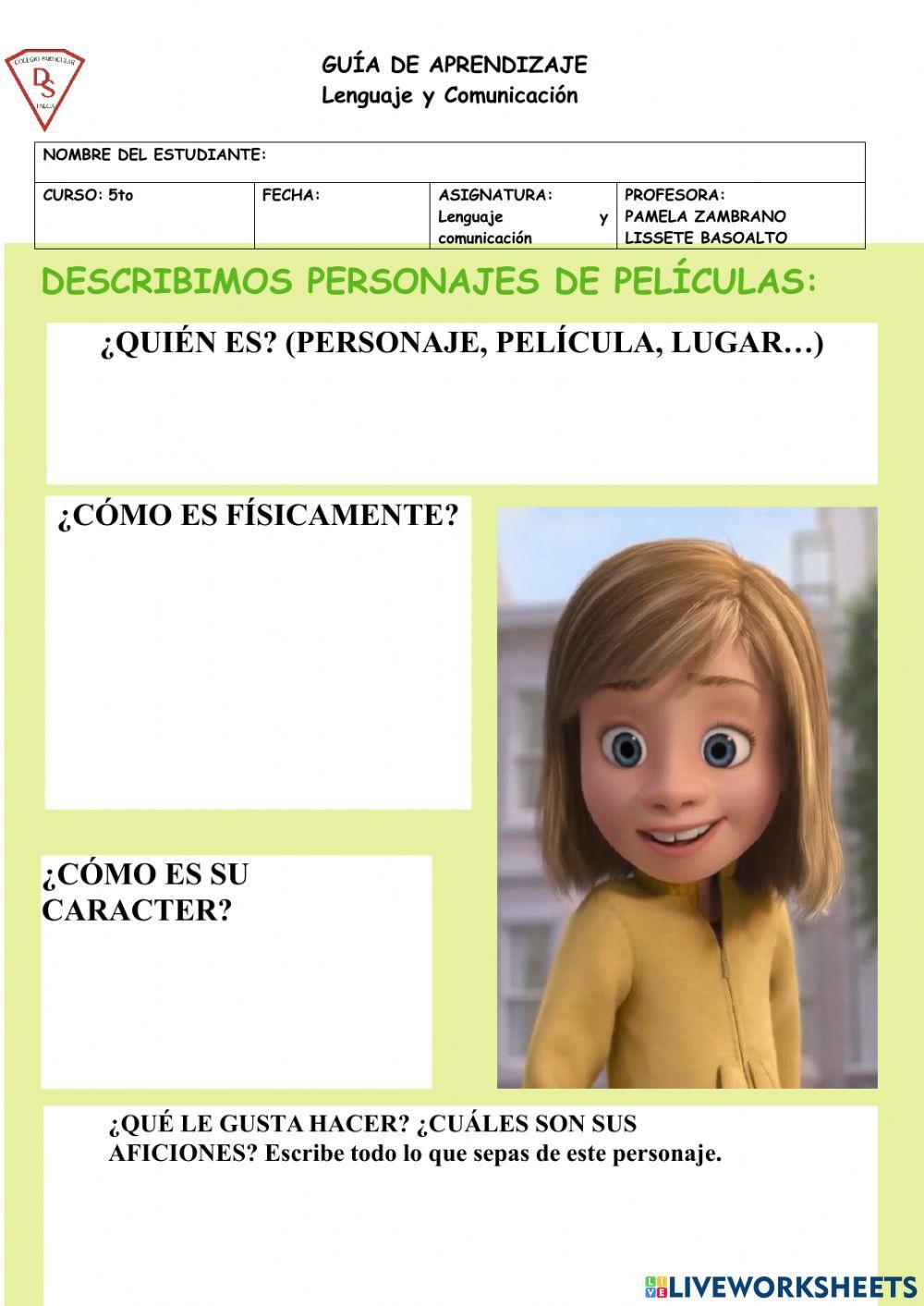 Descripción de personajes | Pamela Rocío Zambrano