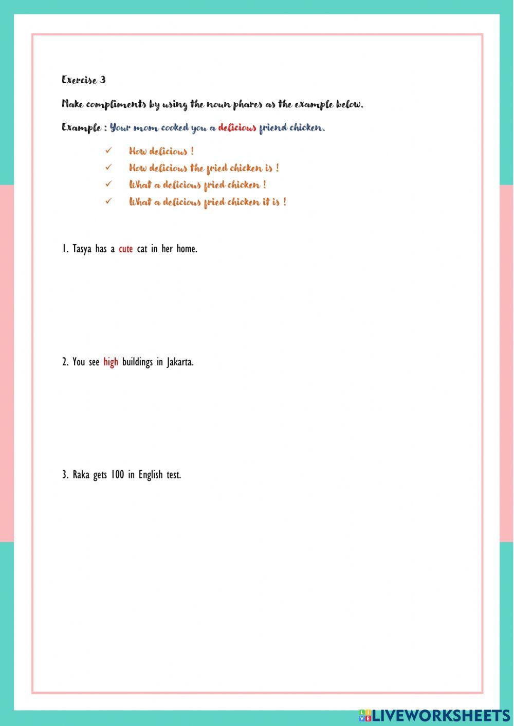 Showing Appreciation - Compliment online exercise for | Live Worksheets
