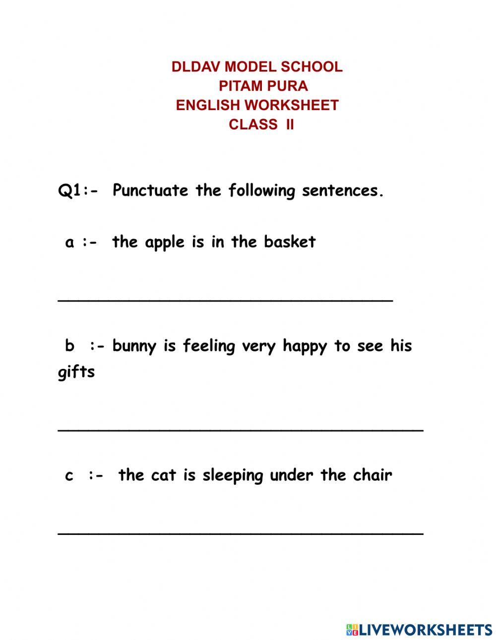 Punctuation online activity for 2 | Live Worksheets