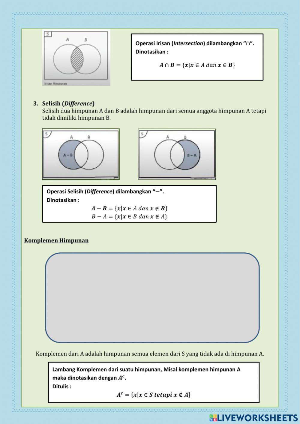 LKS Himpunan 3 (7 SMP) worksheet | Live Worksheets