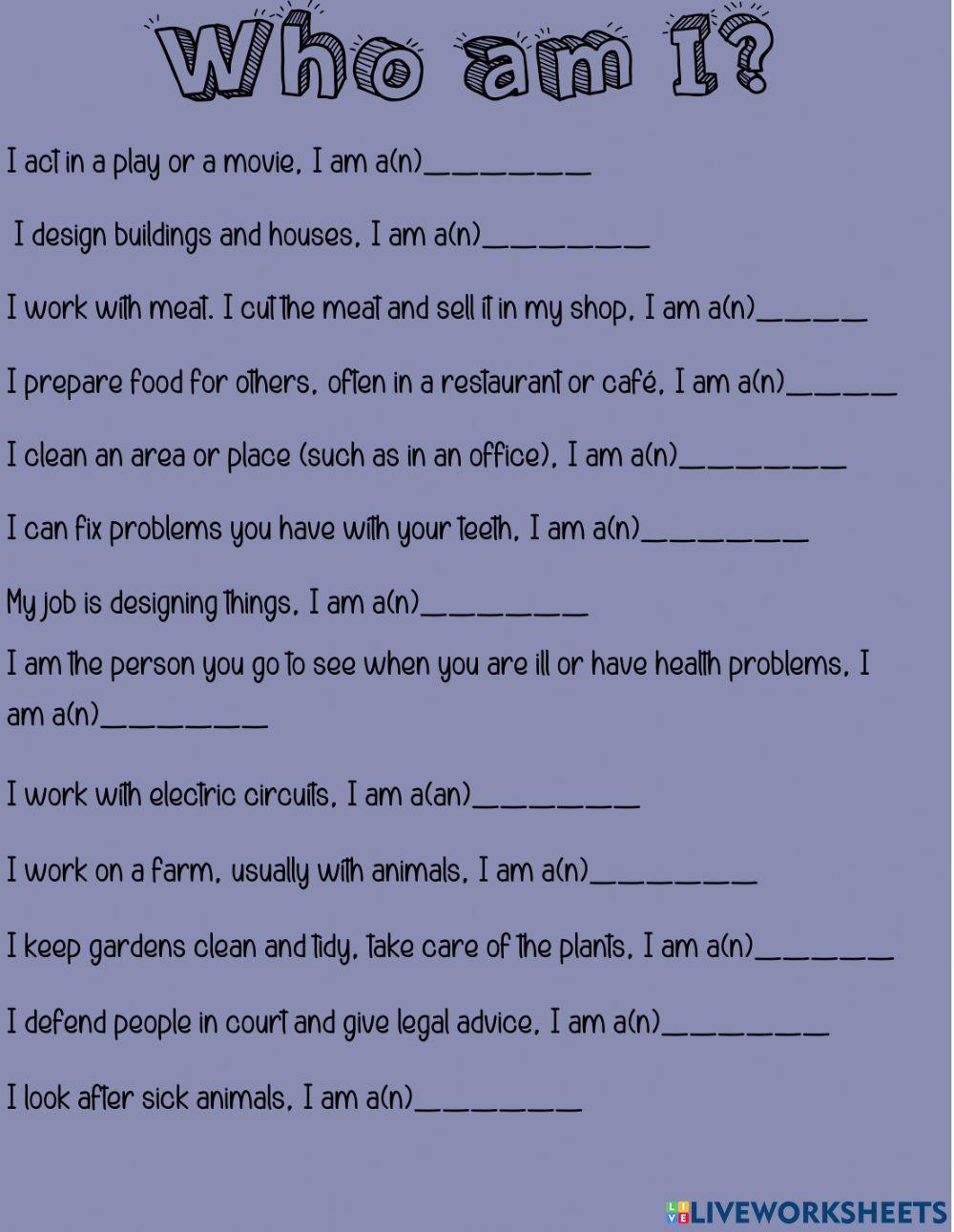 1258395 | Who am I? | Bere00 | LiveWorksheets