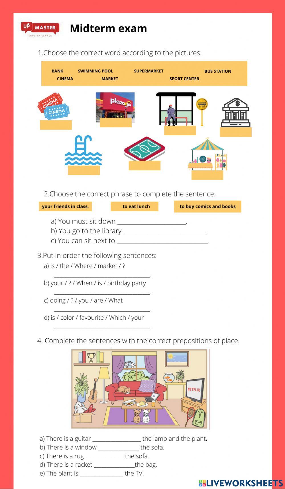 Midterm exam online pdf activity | Live Worksheets