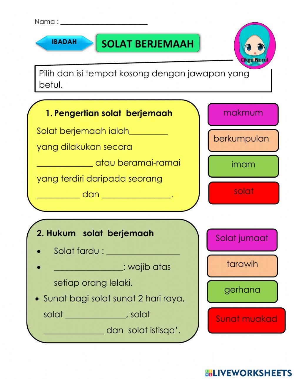 Solat berjemaah | Free Interactive Worksheets | 1259111