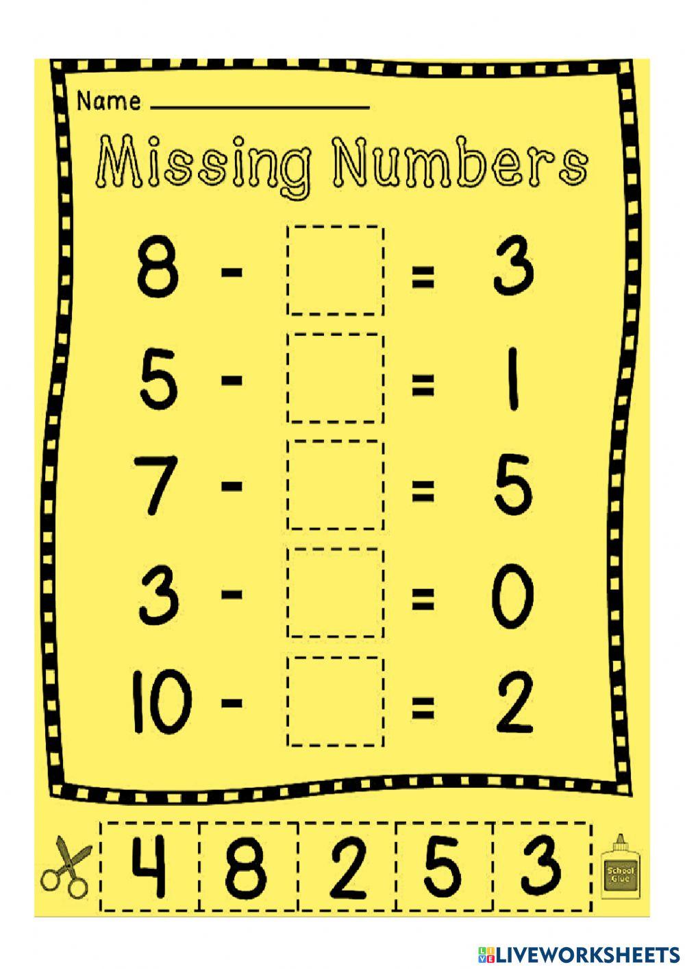 missing subtrahend grade 1