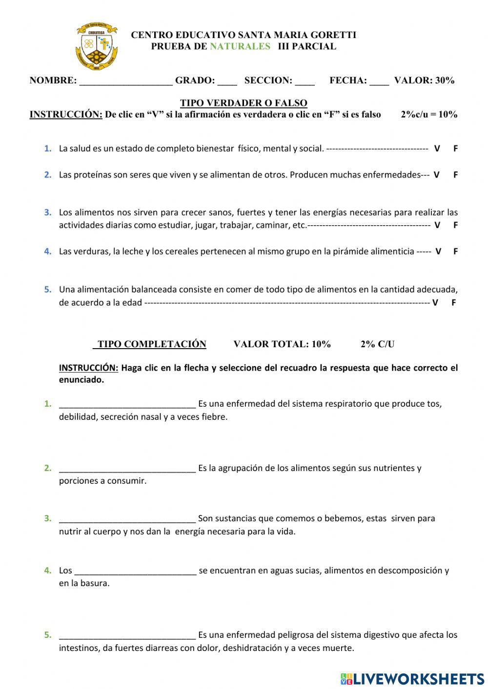 Examen deCiencias Naturales 1259512 | Melissa Meraz